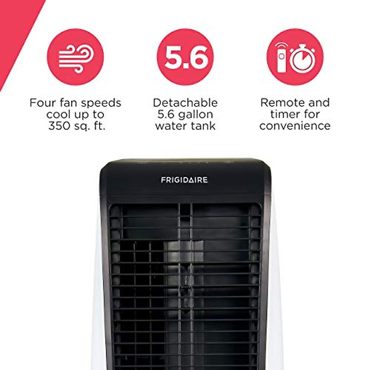 Frigidaire Portable Evaporative Air Fan and Humidifier| Portable Air Conditioner Cools up to 640 Square Feet | Personal Indoor Swamp Cooler | 600 CFM | Black/White