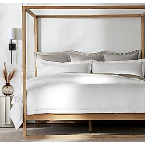 BOLL & BRANCH Signature Hemmed Duvet Set - King/Cal King, White - Luxury 100% Organic Cotton - 1 Duvet Cover, 2 Shams - Buttery Soft, Hidden Closures