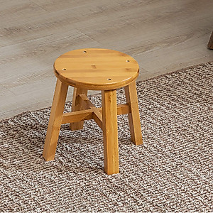 Felenny Small Step Stool Bamboo Fully Assembled Wooden Spa Bath Chair Low Stool for Kitchen Bedroom Living Room Bathroom(S;9.44 inches Height)