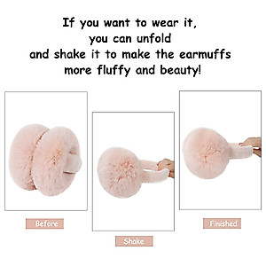 Ear Muffs for Women, Foldable Winter Faux Furry Earmuffs, Cold Weather Cute Soft Ear Warmer Covers Headband