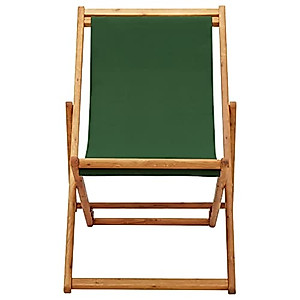 imasay Folding Beach Chair Eucalyptus Wood and Fabric Green for Dining Room, Modern Kitchen Living Room,Garden,Indoor or Outdoor