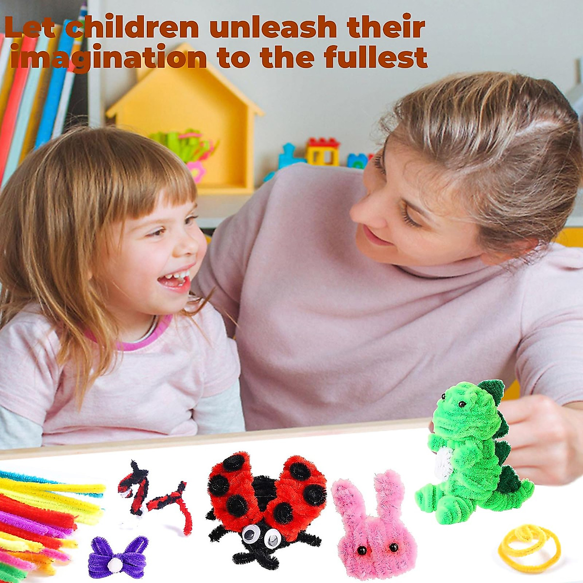 fulasiteu 200 pcs Multi-Color Pipe Cleaners and 100 pcs self-Adhesive Wiggle Eyes Sets for Crafts, Pipe Cleaners Bulk, Art and Craft Supplies, Chenille Stems, Pipe Cleaner for Crafts…