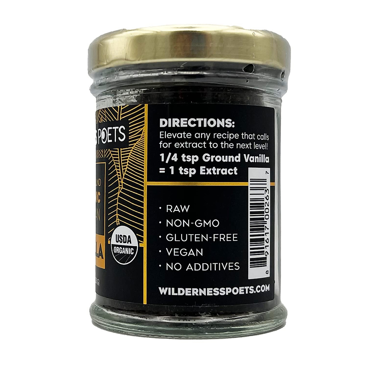 Wilderness Poets Pure Vanilla Powder - 100% Organic Ground Vanilla Beans - Tahitian Variety, Grade A | Potent, Super Aromatic, Perfect for Chefs, Baking, Ice Cream, Coffee Lattes, 1 Ounce (28 Grams)