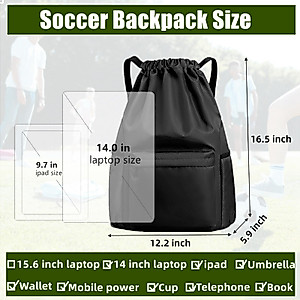 BLIRITEL Drawstring Backpack Waterproof String Bag, Gym Sackpack Sports Fitness Yoga Bag, Shopping Casual Backpack for Men Women (Black)