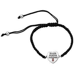 CHOORO Multiple Myeloma Awareness Red Ribbon Adjustable Bracelet Multiple Myeloma Cancer Warrior Support Gift (Multiple Myeloma BR)