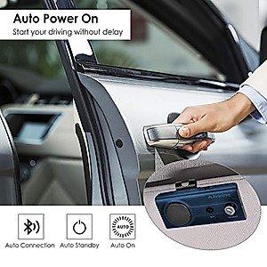 Avantree CK11 Bluetooth 5.0 Hands Free Cell Phone Car Kit, 3W Loud Speakerphone, Support Siri Assistant, Motion AUTO ON, Volume Knob, Wireless in Car Handsfree Speaker with Visor Clip – Blue