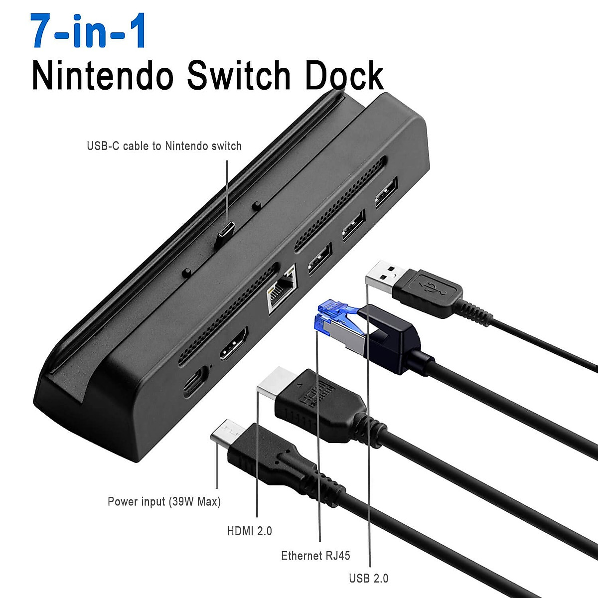TV Docking Station with 1000M Ethernet for Nintendo Switch,Charging Dock for Nintendo Switch Portable Dock Station,3-Port USB 2.0,USB C to HDMI 4K for Switch, Switch OLED(Not Supported Switch lite)