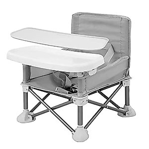 PandaEar Portable Baby Seat Travel| Compact Fold with Straps for Indoor/Outdoor Use| Great for Camping, Beach, Lawn |Toddlers, Kids, Boys, Girls (Seat with Placemat Grey)