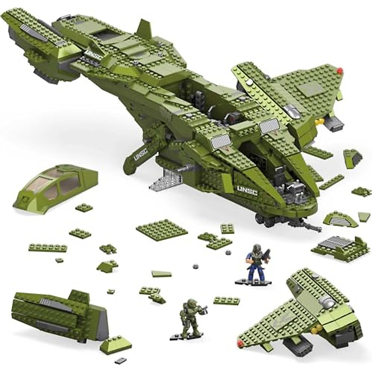 MEGA Halo Toy Building Sets, Pelican Inbound Vehicle with 2024 Pieces, 3 Micro Action Figures and Accessories, for Collectors