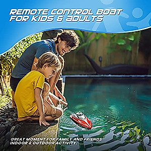 DEERC H120 RC Boat 20+ MPH, Fast Remote Control Boats for Pools and Lakes, 2.4 GHz Racing Boats for Kids & Adults with Rechargeable Battery,Low Battery Alarm,Capsize Recovery,Gifts for Boys Girls