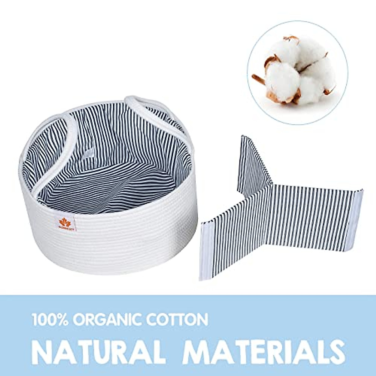 Large Baby Diaper Caddy Organizer 15"X7.4" Round Hanging Nursery Storage Bin Portable Changing Table/Car Travel Tote Bag Removable Inserts Newborn Registry Boy Girl Shower Rope Basket