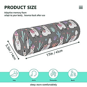Vnurnrn Cartoon Llama Alpaca Neck Support Pillow Round Neck Roll Bolster Cylinder Pillow Cervical Pillows Knee Pillow for Leg Knee Back Head Support for Camp Study Work Men