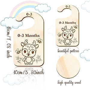 CRASPIRE Baby Nursery Closet Dividers Set of 10 Wooden Double-Sided Baby Clothes Size Hanger Organizer Moon Theme Nursery Decor from Newborn to 24 Months Home Wardrobe