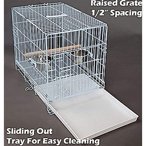 Collapsable Bird, Parrot, Dog, Bunny, Rabbit and Cat Carrier Travel Vet Carrier Cage (19" x 12" x 16"H, White)