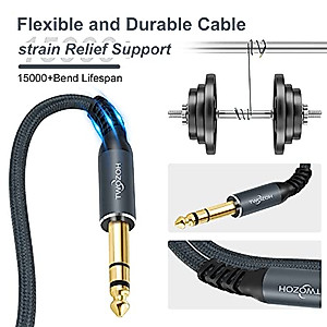 Twozoh XLR Female to 1/4 TRS Cable 15FT, Braided 6.35mm Stereo Jack Balanced to 3pin XLR Microphone Cable