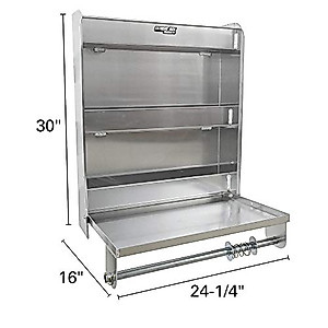 Extreme Max 5001.6049 Aluminum Work Station Storage Cabinet w/ Flip-Out Work Tray & Paper Towel Rack Organizer for Enclosed Race Trailer, Shop, Garage, Storage,Silver