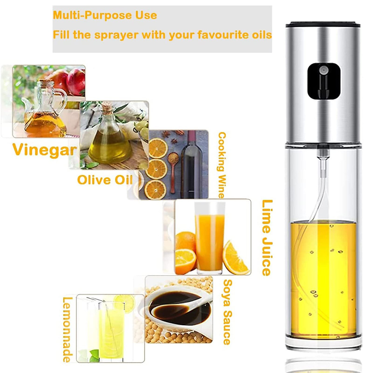 Olive Oil Sprayer for Cooking, Oil Mister, Oil Spray Bottles for Kitchen, Kitchen Gadgets for Home, Air Fryer, Baking, Salad, Grilling, Bbq, Roasting,100ml Oil Spray Food Grade Glass (with funnel)