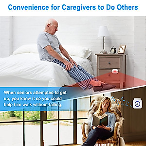 Indoor Motion Sensor Alarm-SanJie Door Bed Alarms and Fall Prevention Alert for Elderly/Kids/Caregivers, Bed Sensor Alarm for Dementia Patients with 5 Adjustable Volume Mute Mode for Garage