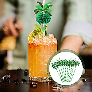 ABOOFAN Pineapple 50pcs Hawaiian Straws Paper Tropical Tree Straws Cocktails Drinking Straws Summer Beach Luau Party Supplies Luau Party Decorations