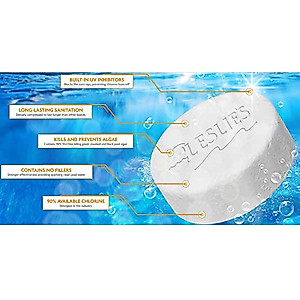 Leslie's Jumbo 3 Inch Chlorine Tablets for Sanitizing Swimming Pools - Stabilized - Individually Wrapped - Slow Dissolving - 90% Available Chlorine - Tri-Chlor - 35 Pounds 171549