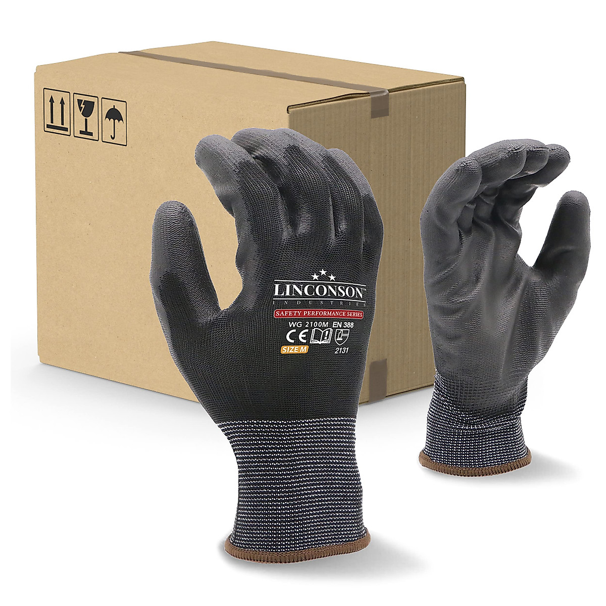 linconson Ultimate Grip Thin & Lightweight Construction Mechanic Work Gloves with PU Palm Coating
