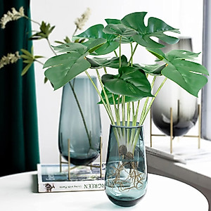 4PCS Artificial Monstera Plants Faux Turtle Leaf Palm Tree Tropical Deliciosa Leaves for Home Office Garden and Party Decorations (Green)