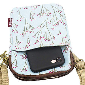 RARITYUS Canvas Small Crossbody Cell Phone Purse Cute Shoulder Bag with Adjustable Strap for Women Blue