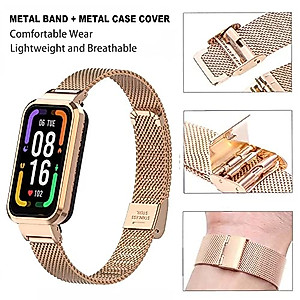 T-BLUER Compatible for Xiaomi Redmi Smart Band Pro Strap,Redmi Smart Band Pro Stainless Steel Metal Replacement Bands Straps Watchband Accessories for Xiaomi Redmi Smart Band Pro Bracelet