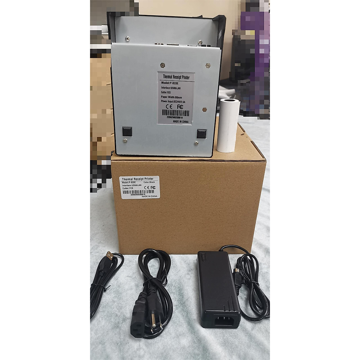 Pbm P-833E Thermal Receipt Printer, Ethernet, Cashdrawer Port,USB, 3-in-1 Printer, AUTO Cut, Supports ESC/POS Star Commands, Compatible with EPSON Star Micronics