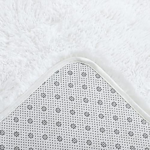 Jorkei White Area Rugs for Bedroom,4x6 Feet Plush Furry Shag Rug,Indoor Modern Plush Area Rugs for Living Room Bedroom Kids Room Kids Playroom Home Decor Floor Carpet