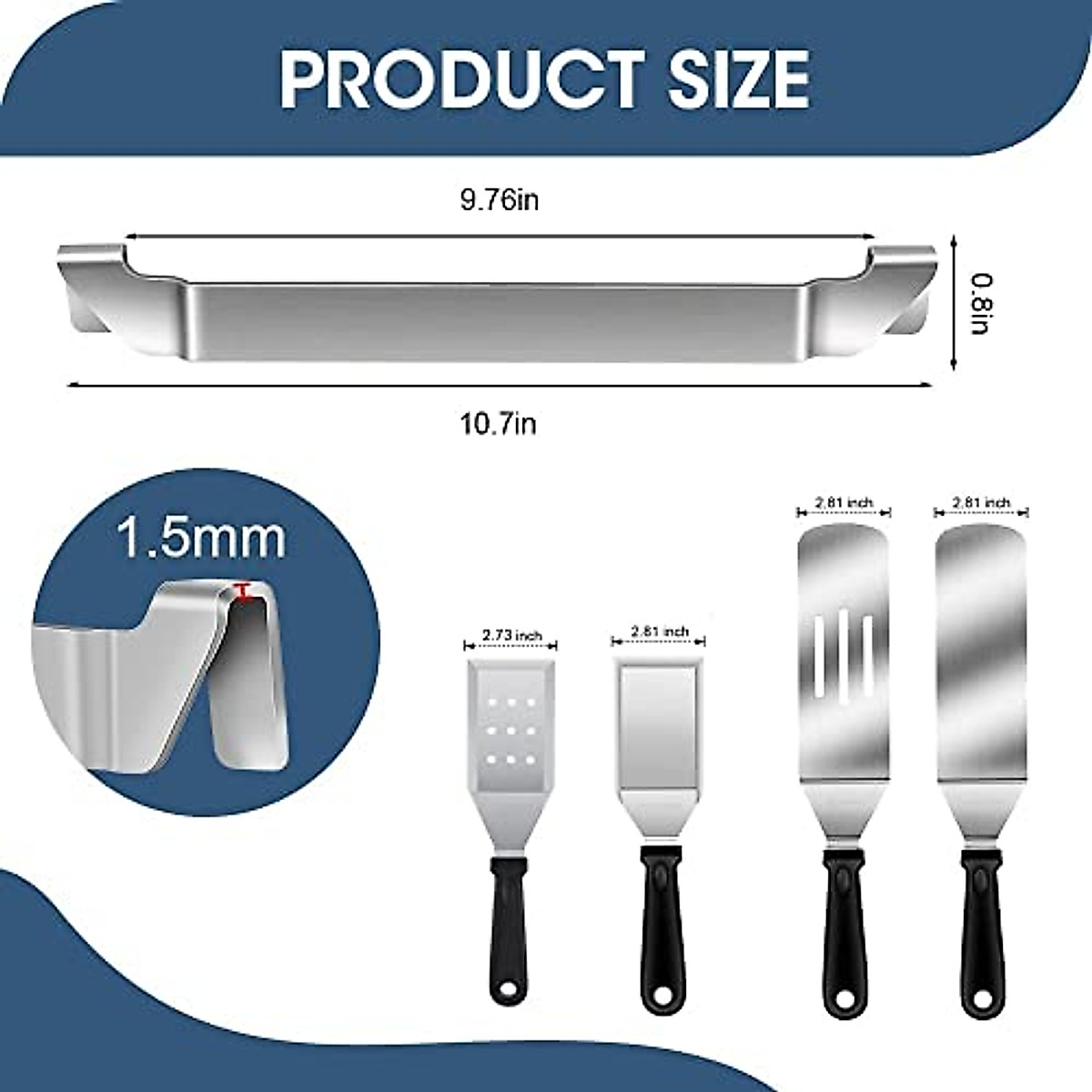 Stainless Steel Griddle Spatula Holder, Griddle Spatula Holder,Barbecue Tool Hold Rack Griddle Accessories for Stainless Steel Tool Holder for Outdoor Camping Picnic BBQ, 1 Pack