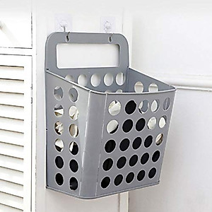 Hemoton 2pcs Hanging Plastic Laundry Basket Foldable Laundry Hamper Bag Collapsible Dirty Clothes Storage Container for College Dorm Bathroom Bedroom Random Color