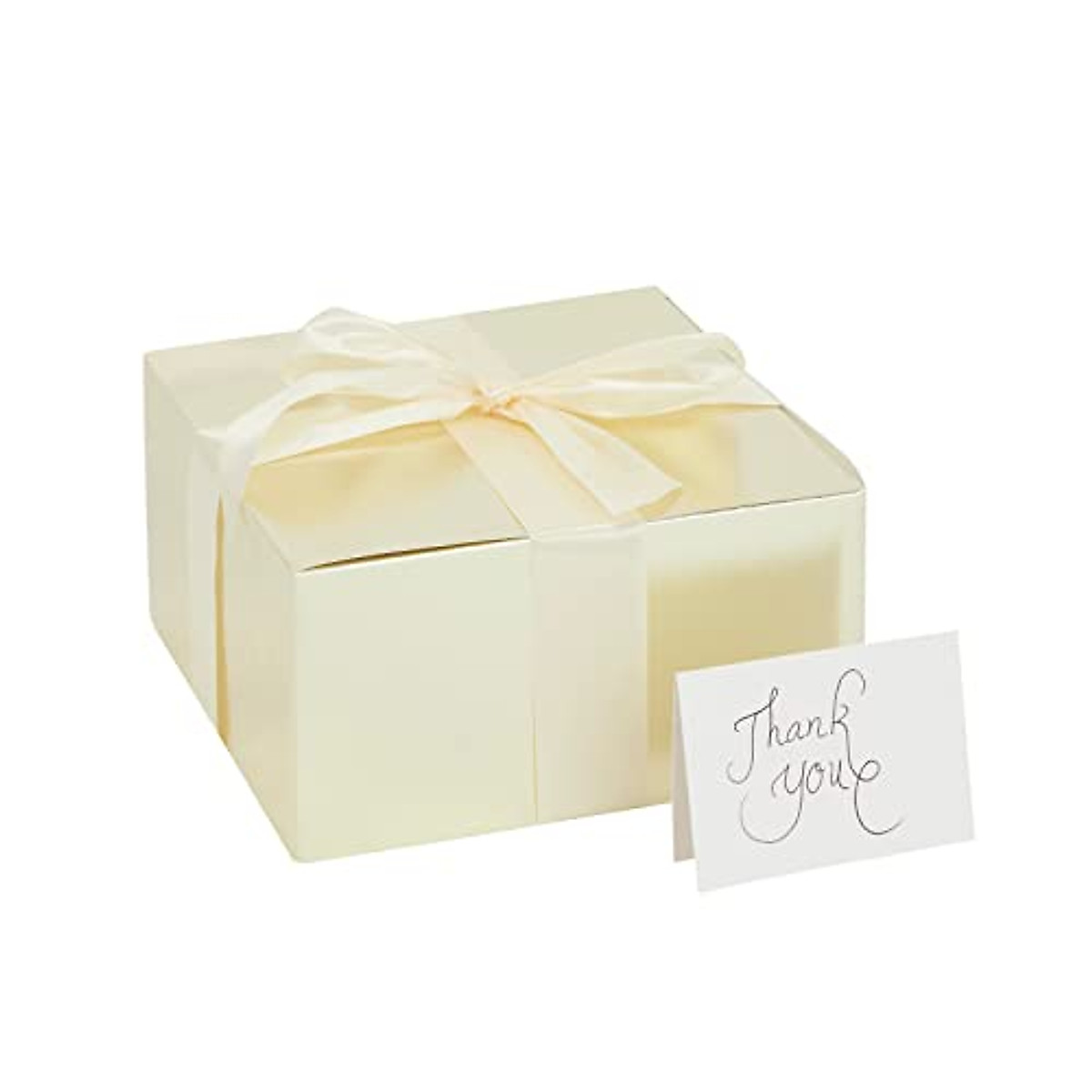 Stockroom Plus 10 Pack Textured Champagne Gold Gift Boxes with Lids, Ribbon and Blank Greeting Cards (8 x 8 x 4 in)