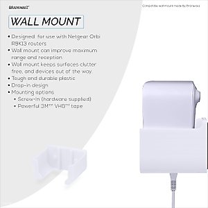 Adhesive Wall Mount for Netgear Orbi RBK13 Router, Strong VHB Adhesive, Easy to Install, Reduce Interference & Increase Range, Stick On & Screw-in Mounting by Brainwavz