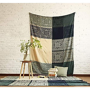 Ujoyen Bohemian Throw Blankets Colorful Chenille Jacquard Tassels Boho Hippie Decorative for Bed Couch Sofa Soft Chair Recliner Loveseat Furniture Cover Red Blue -M