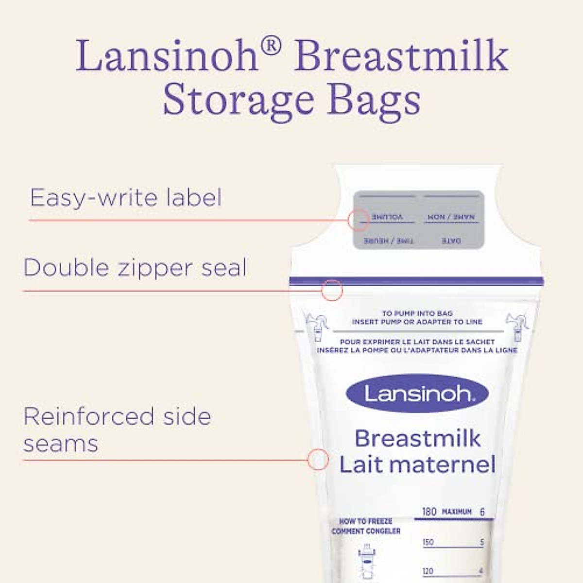 Lansinoh Breastmilk Storage Bags, 100 Count, BPA Free and BPS Free