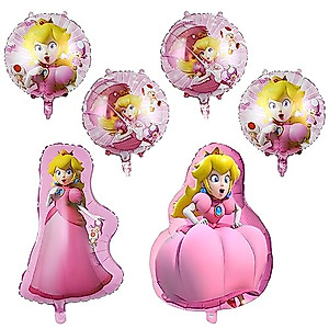 Peach Princess Foil Balloons, Mario Peach Princess Birthday Party Balloon Decorations