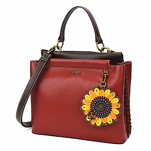 CHALA Charming Satchel with Adjustable Strap - Sunflower - Burgundy