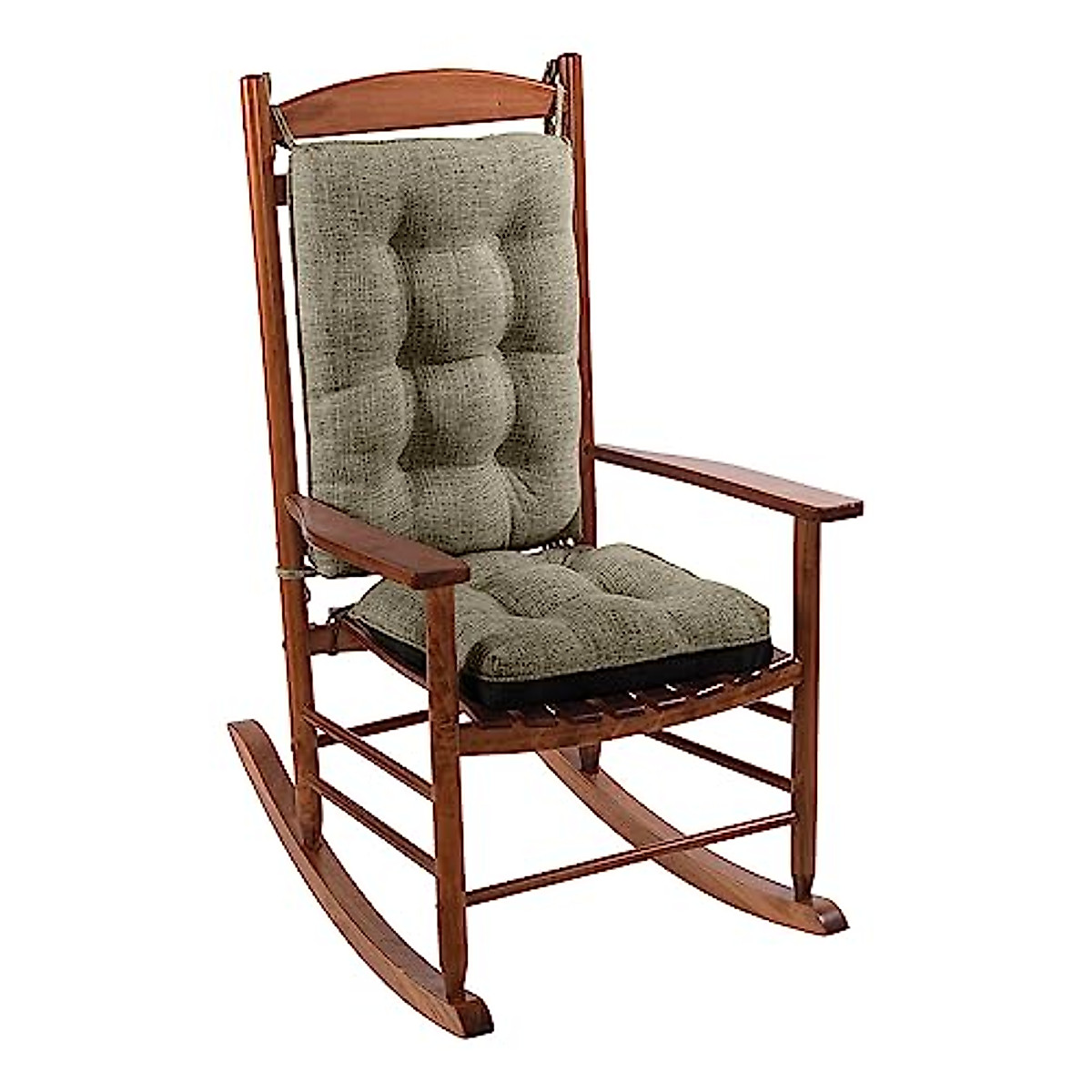 Cozyide Non-Slip Rocking Chair Cushion Set, Soft Rocking Chair Pads Set with Adjustable Ties, Includes Seat Cushion 17x17 Inches & Back Pillow 21x17 Inches, Khaki