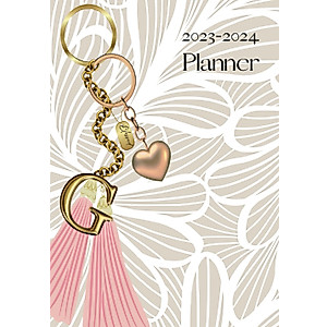 2023-2024 Planner for Young Ladies, Gold Initial Key Chain Accessories; "Blessed" on Front Cover, Very Elegant Design,: Soft Matte- Finish, ... Weekly Plans, Daily Notes, Finance Plans