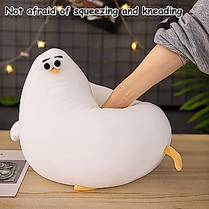 KooTeedd Cute Seagull Plush Pillow Fat Chicken Plush Toy Stuffed Animal Funny Mother Hen Doll Cartoon Plushie Gift for Girlfriends 15 Inch