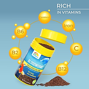 BroBass Freeze Dried Blood Worms for Fish - Aquarium Bloodworms Fish Food for Freshwater and Saltwater - Blood Worms for Tropical Fish, Betta, Goldfish, Cichlid, Guppy (0.21 oz)