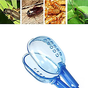 Supkeyer 3in1 Feeding Tool Reptile Feeding Tongs Cricket Clamp Bug Scooper, Cleaning Supplies Scooper+ 2x Tweezers for Reptile, Hedgehog, Hamsters, Guinea Pig,Lizard, Spider Bearded Dragon (Blue)