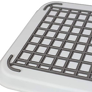 Home Basics Anti-Slip Plastic Serving Tray with Easy Grip Handles, White 16'' x 11'' x 1.6'' 41.5 x 29 x 4.3 cm