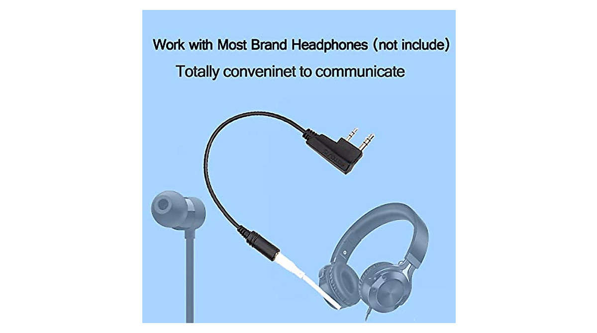 Retevis 2 Pin to 3.5mm Headset Adapter for RT Series Walkie Talkies