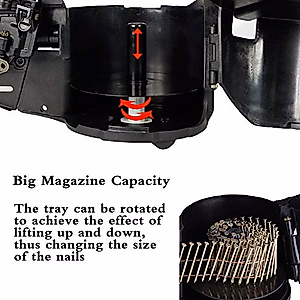 BHTOP CN45N Roofing Nailer, 15 Degree Roofing Nail Gun, 3/4-Inch to 1-3/4-Inch Coil Nails, 120-pcs Load Capacity Coil Nailer in Orange