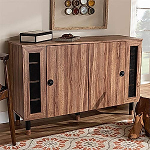 Baxton Studio Valina Modern and Contemporary 2-Door Wood Entryway Shoe Storage Cabinet with Screen Inserts