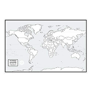 Large Blank World Outline Map Poster, Laminated, 36” x 24” | Great Blank Wall Map for Classroom or Home Study | Free Dry Erase Marker Included | Includes Detailed Laminated Answer Sheet | Learn Fast!