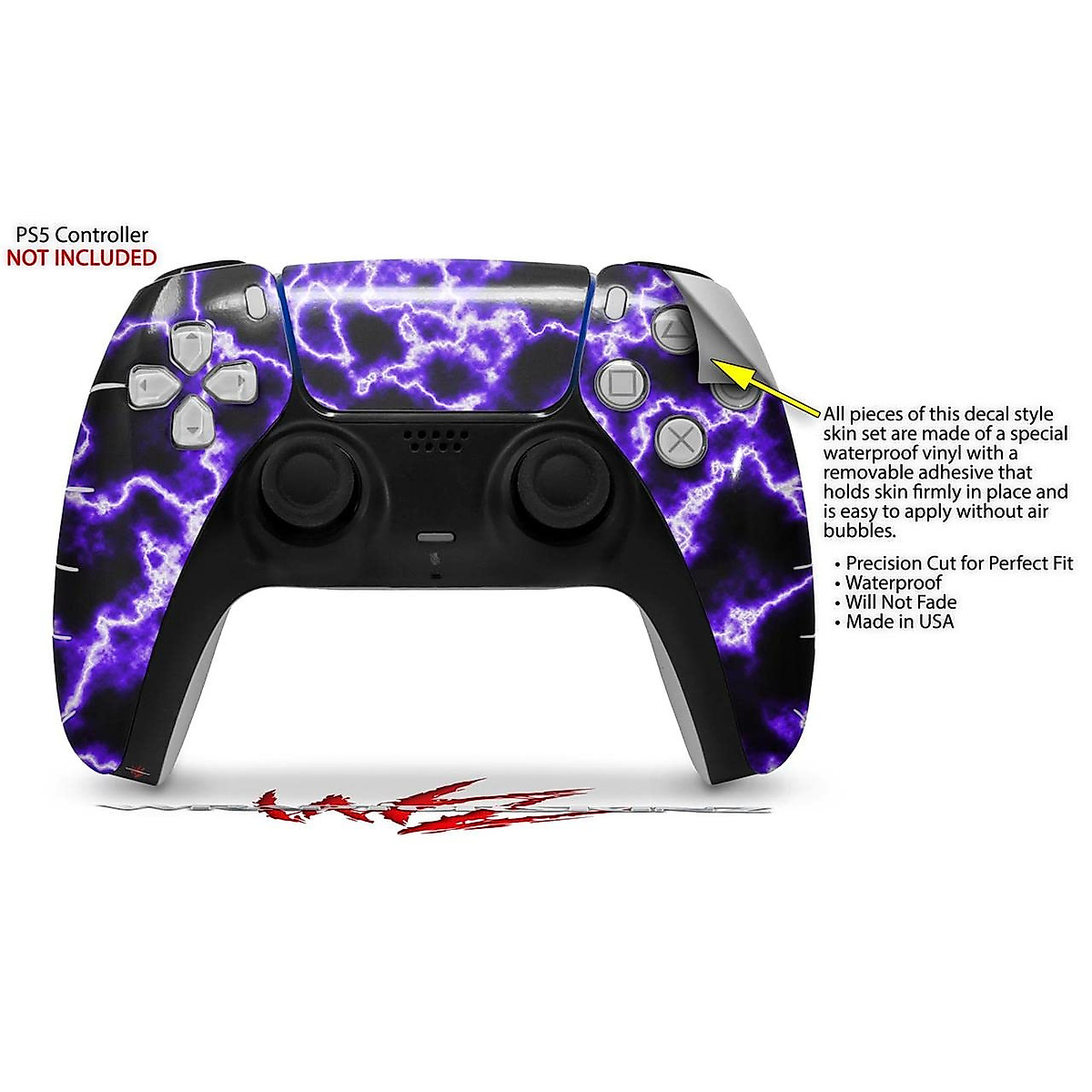 WraptorSkinz Skin Wrap compatible with Sony PS5 DualSense Controller Electrify Purple (CONTROLLER NOT INCLUDED)