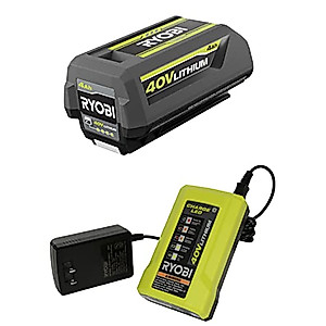 RYOBI 40V Battery and Charger Kit 4.0 Ah Lithium-Ion Battery Set OEM OP40404 + OP403A (2021 Redesign with Easy Eject Latch)